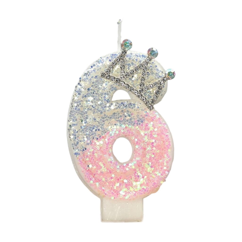 hejhncii Birthday Candle Pink Crown Number Cake Candle,Birthday Cake ...