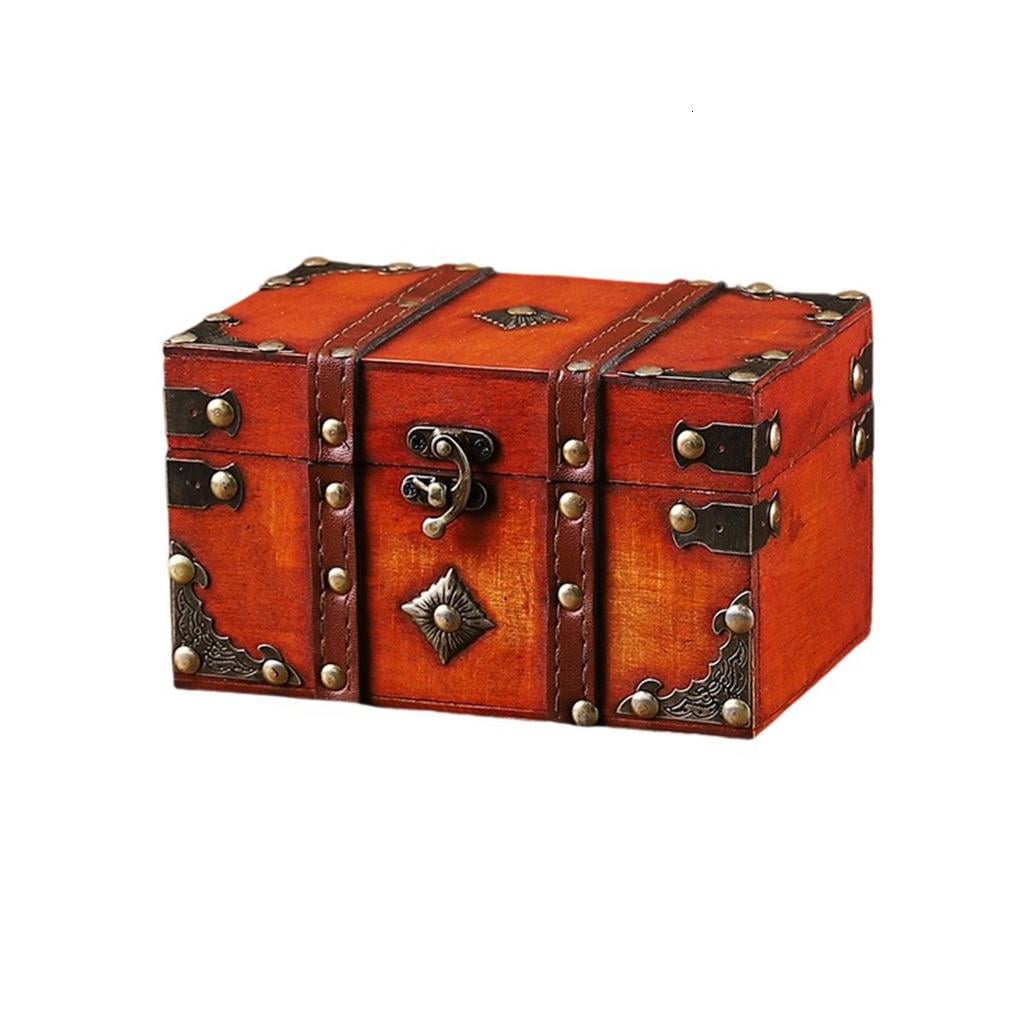 hejhncii Bucolic Red Wood Storage Container Handcrafted Organizers ...