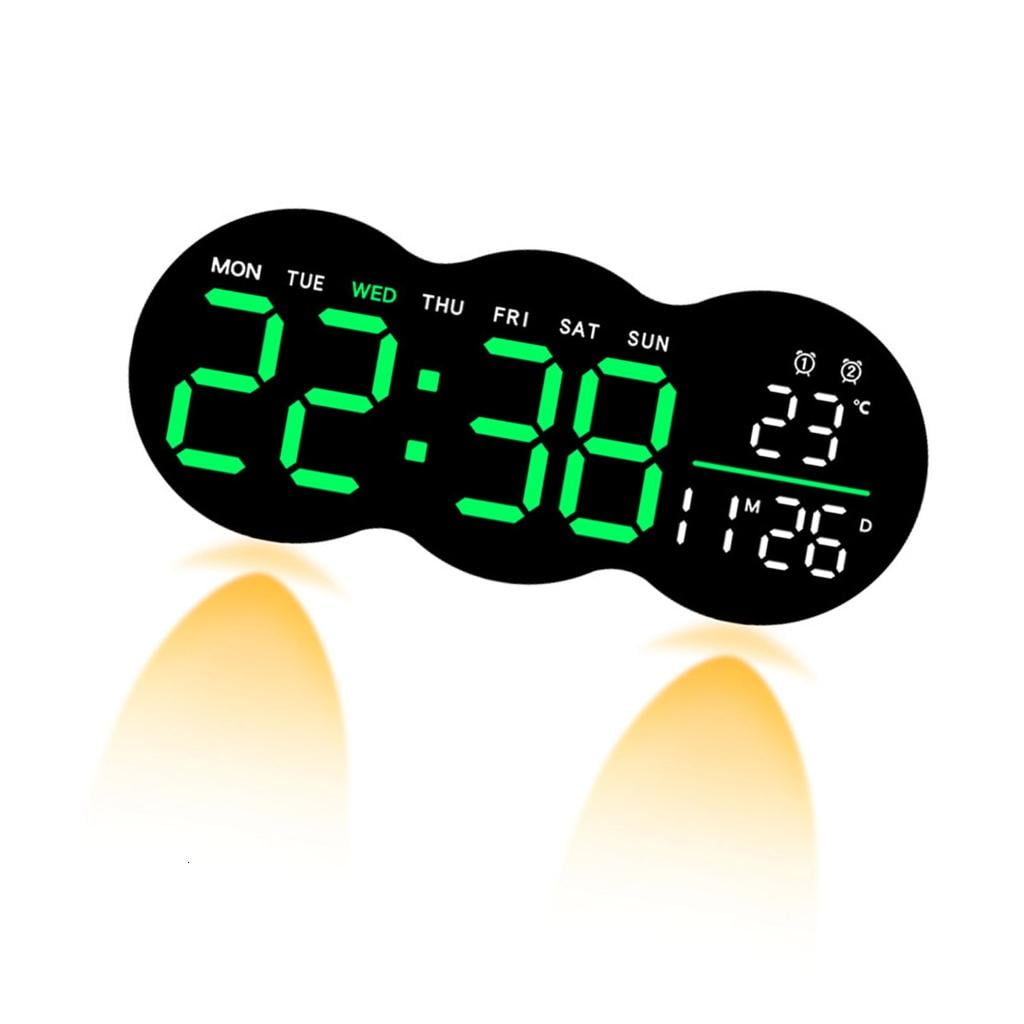 hejhncii Cloud Shape LED Digital Wall Clock with Remote Control 2 Alarm ...