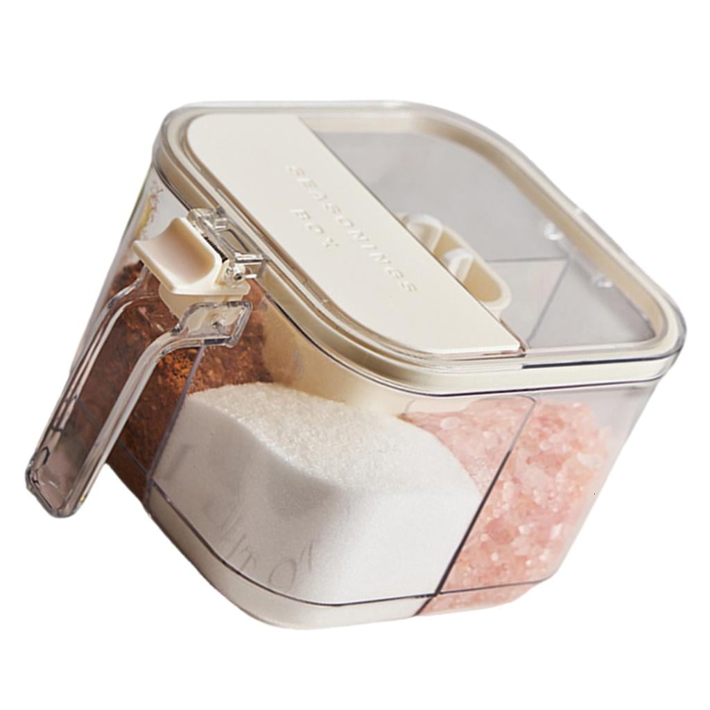 hejhncii Effective Plastic Seasoning Storage System with 4 Partitioned ...