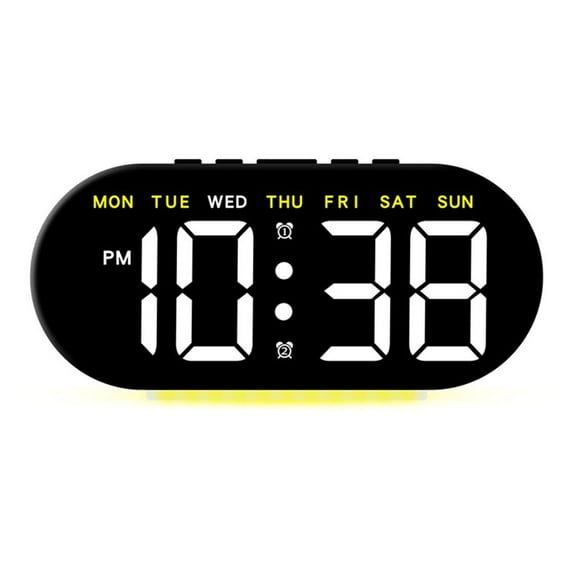 hejhncii Elegant Bedside Clock With Large Led Screen Date Time ...