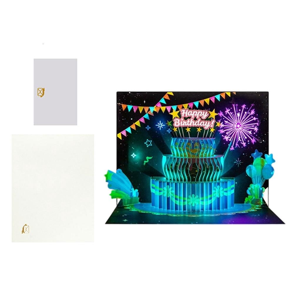 hejhncii Festival Popup Greeting Card Flower LED Light Effect And ...