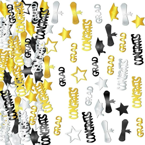 hejhncii Graduation Celebration Confetti Glittering Gold Black Blue ...