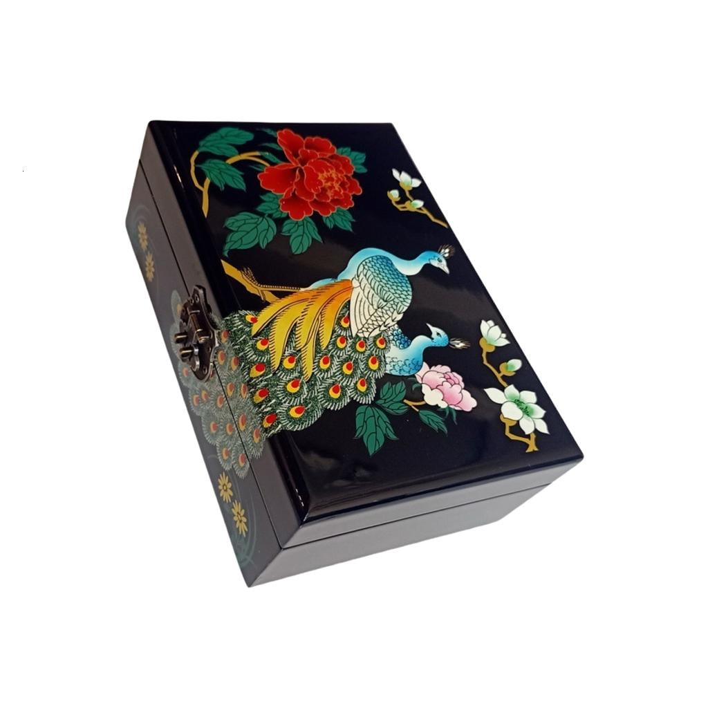 hejhncii Hand Painted Wood Jewelry Box With Secure Lock Mechanism for ...