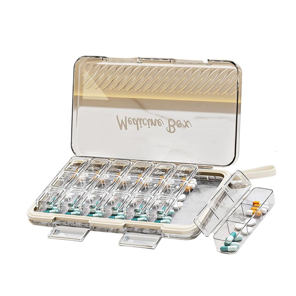hejhncii Impermeable Daily Medication Case 21 Compartments ...