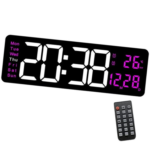 hejhncii LED Display Digital Wall Clock with Remote Control for Bedroom ...
