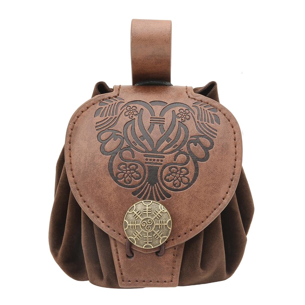 hejhncii Medieval Cube Bag Waist Bag PU Leather Coin Bag Embossed ...