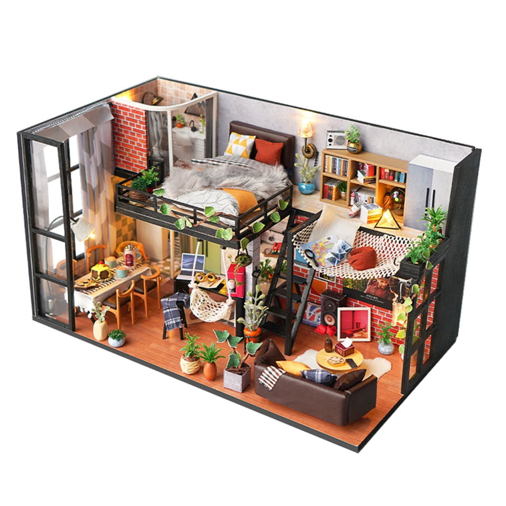 hejhncii Miniature and Furniture Kits 3D House with Craft Model with ...