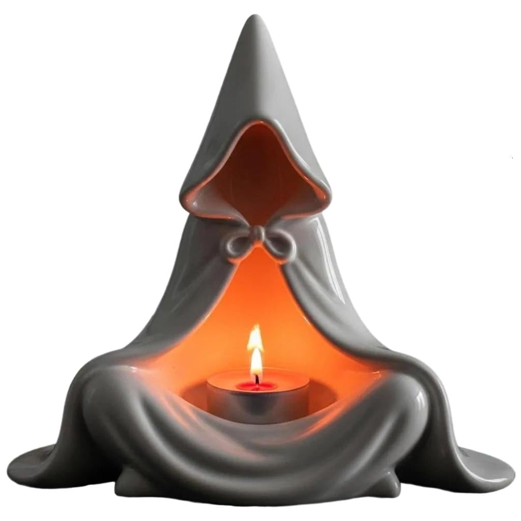 hejhncii Mystical Wizard Sculpture Tealight Candleholder Resins Hooded ...