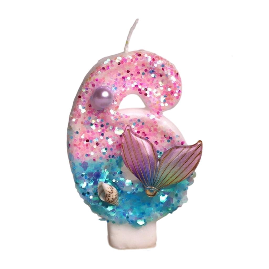 hejhncii Ocean Mermaids Theme Number Candle For Birthday Cake Toppers ...