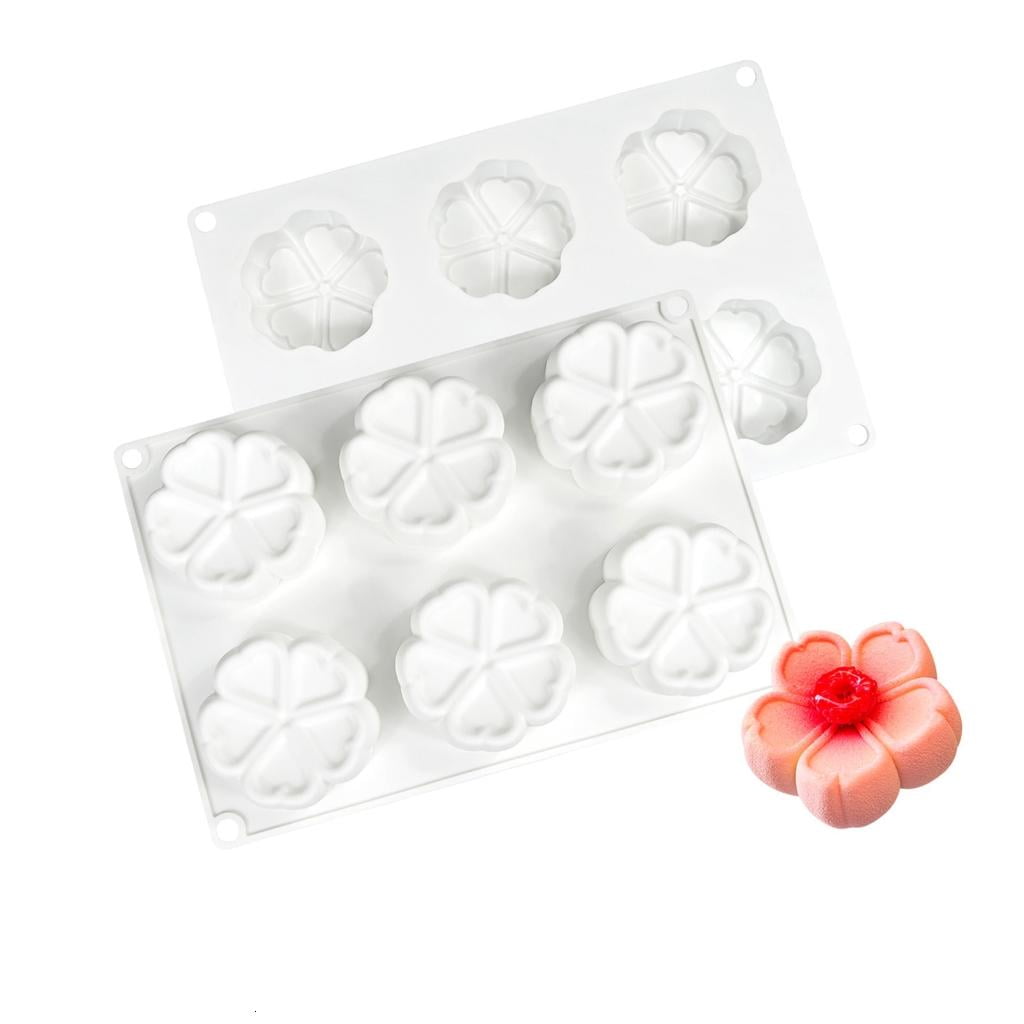 hejhncii Professional 6 Cavity 3D Flower Cake Molds Flexible Silicone ...