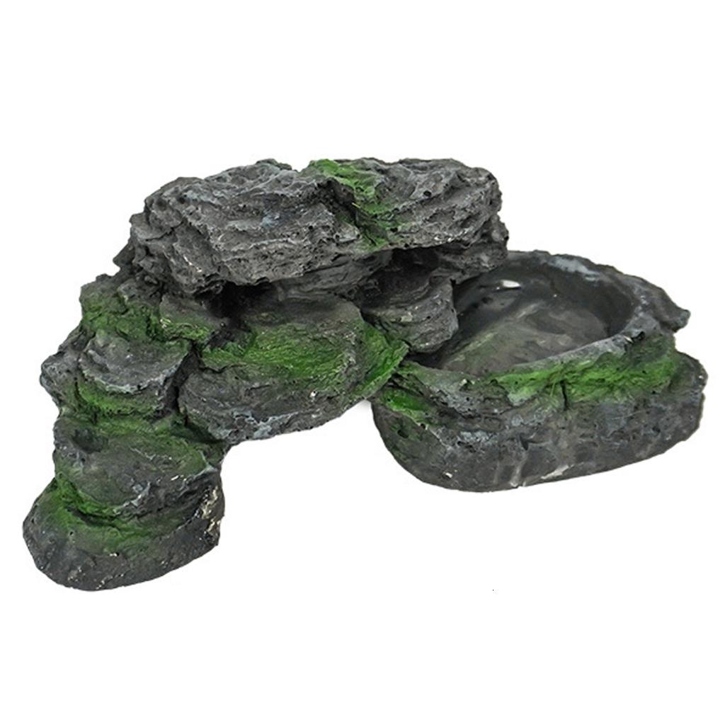 hejhncii Reptiles Shelter Cave Resin Basking Platform Fish Hideouts ...