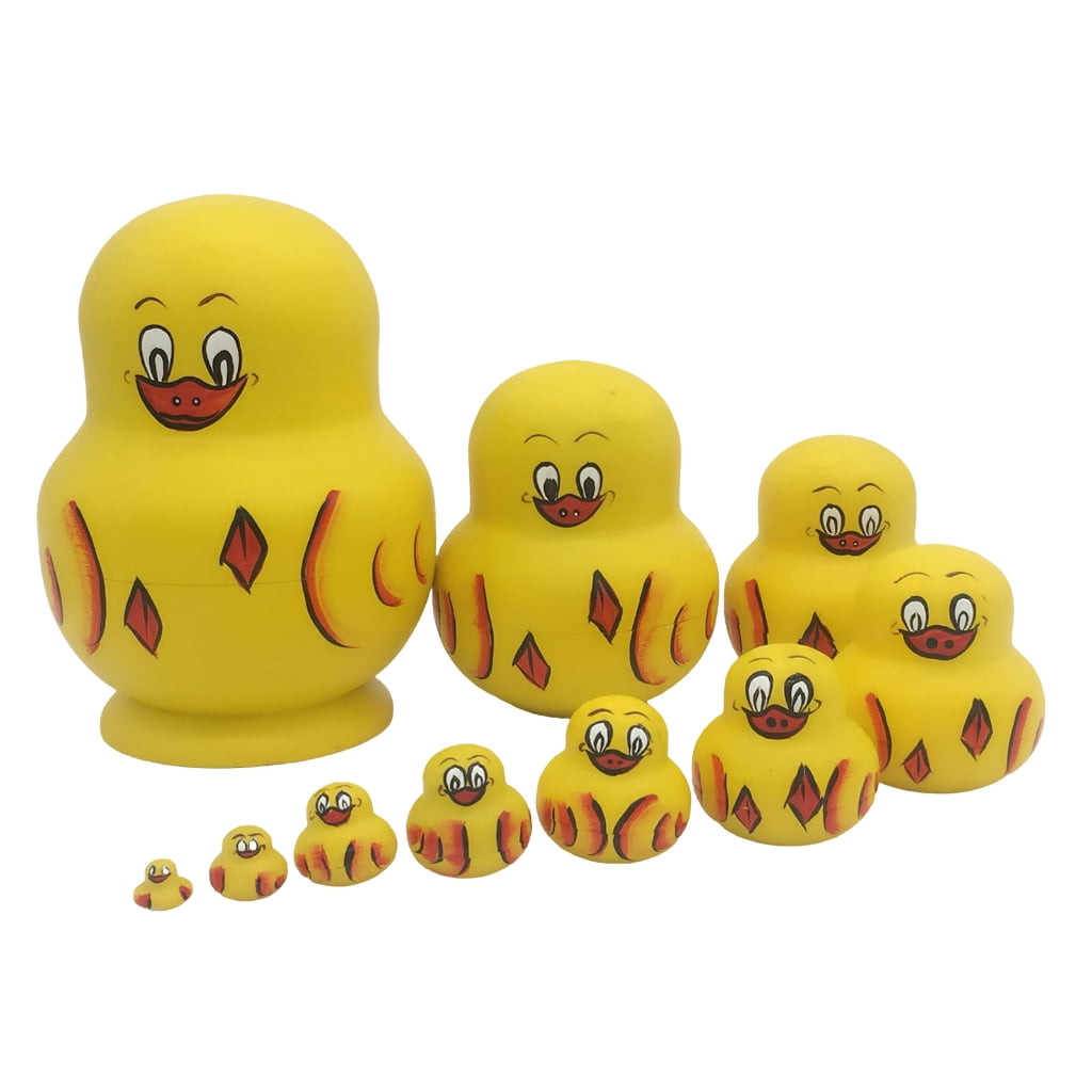 hejhncii Set of 10 Colorful Wood Duck Stackable Matryoshka Nesting ...