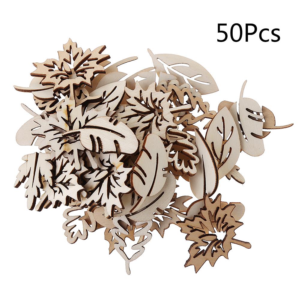 hejhncii Unfinished Wood Slices Leaf Shaped Wood Slices for Christmas ...
