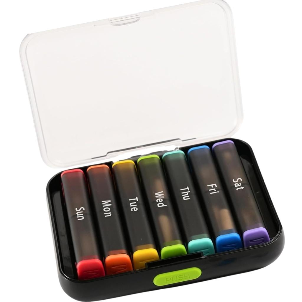 hejhncii Weekly Pills Organizers 2 Time a Day Clear Container Large 7 ...