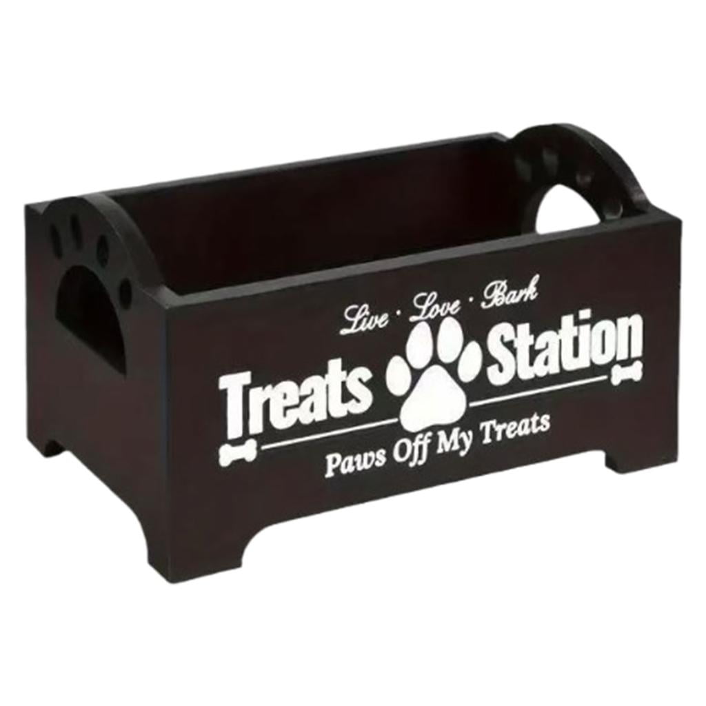 hejhncii Wood Pet Treat Container for Cats Dog Food Storage Organizer ...
