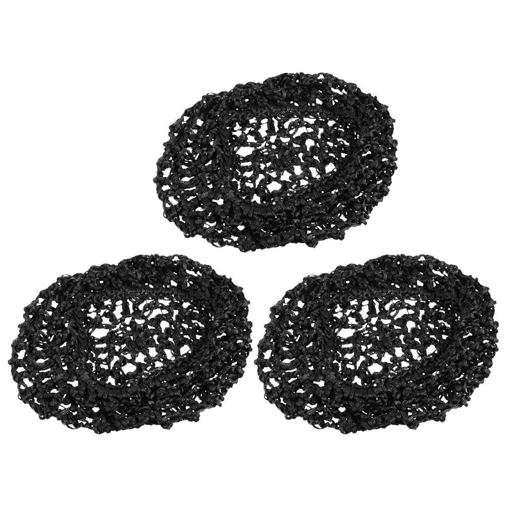 hekezhi 3 Pcs Crochet Hair Accessory Rayon Snood Miss Women's Black ...