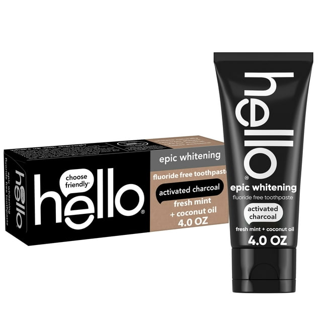 hello Epic Whitening Charcoal Fluoride Free Toothpaste, Fresh Mint, 4.0 ...