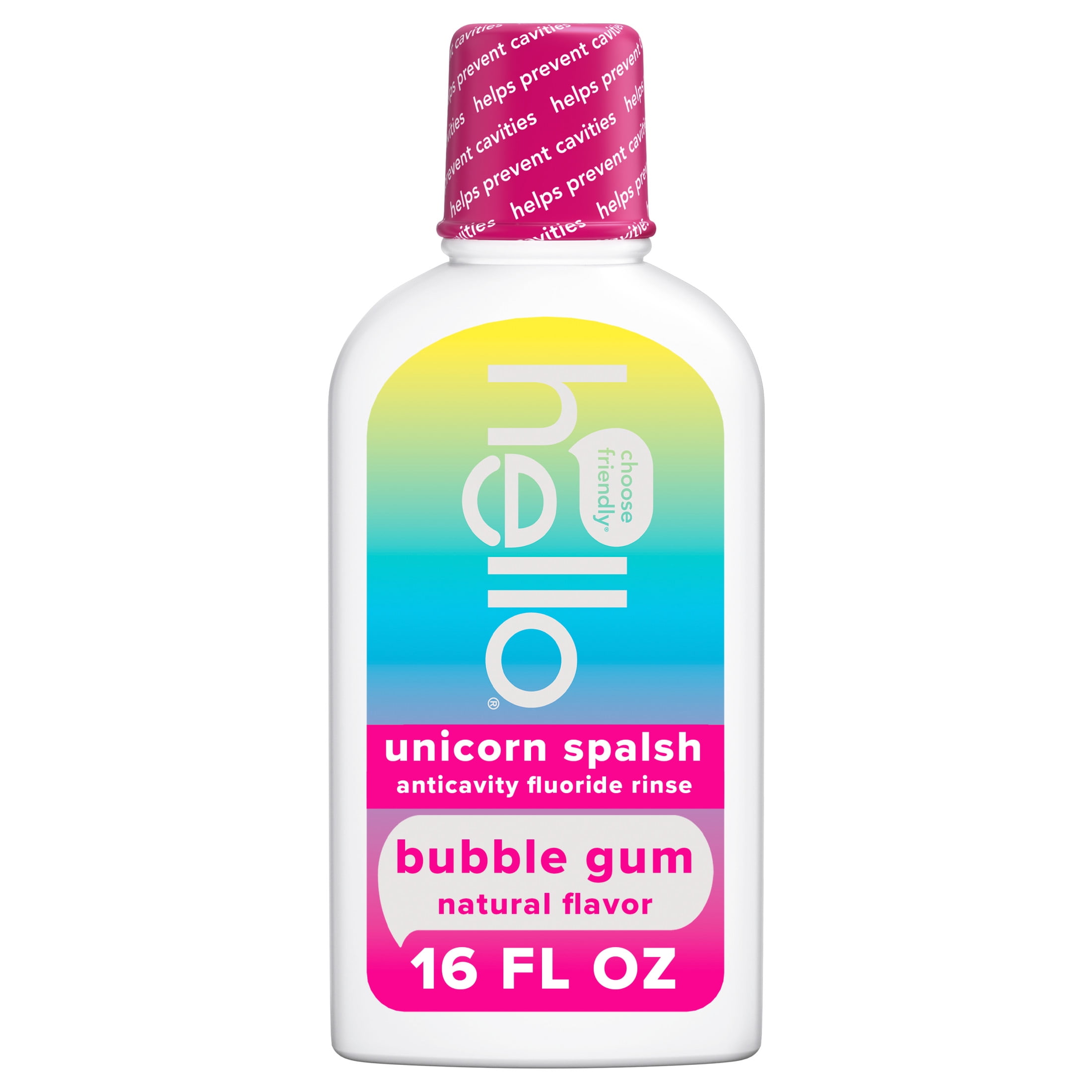 hello Unicorn Splash Fluoride Kids Mouthwash, Bubble Gum Natural Flavor ...