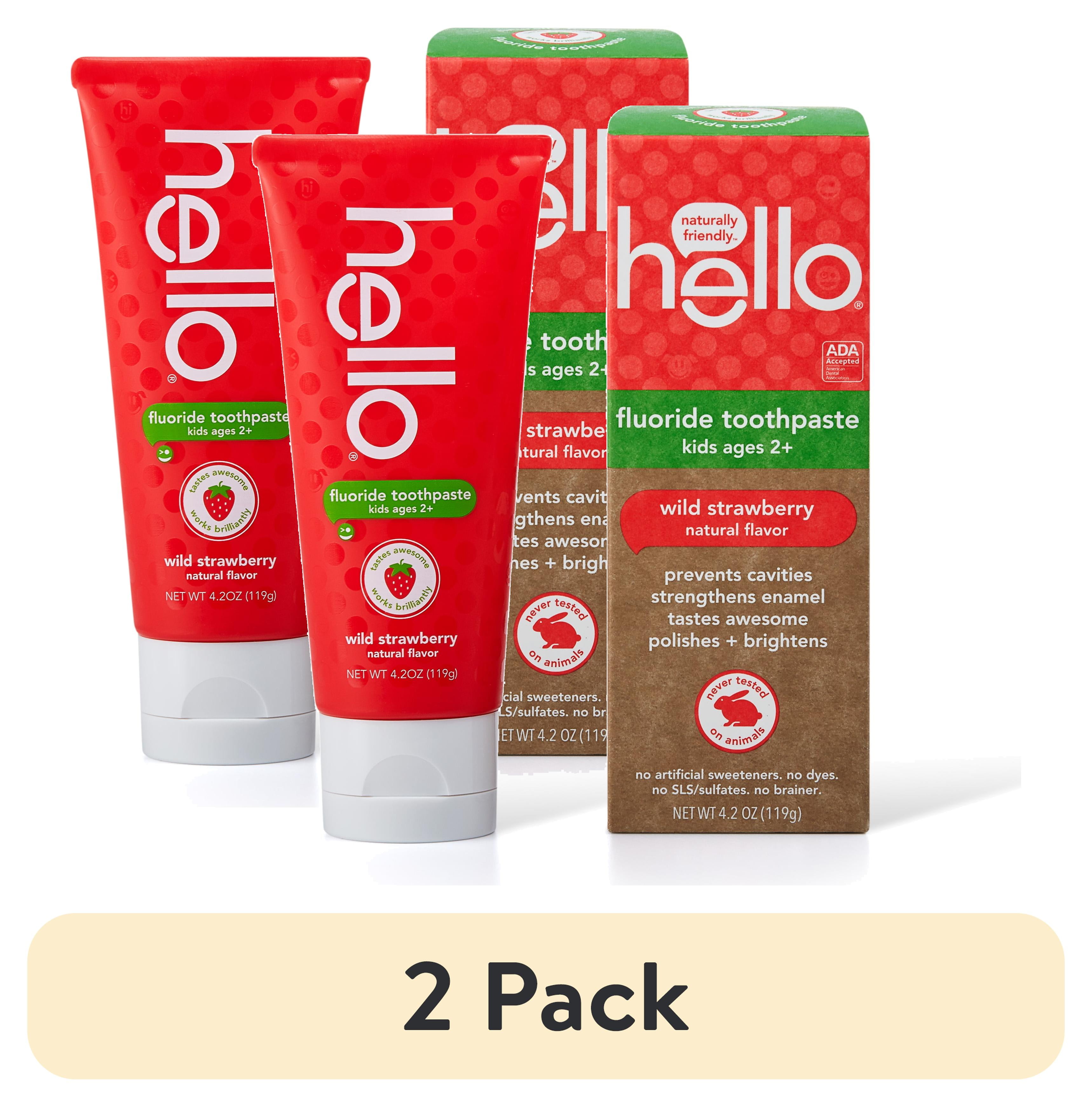 (2 pack) hello Kids Natural Wild Strawberry Fluoride Toothpaste 4.2oz ...
