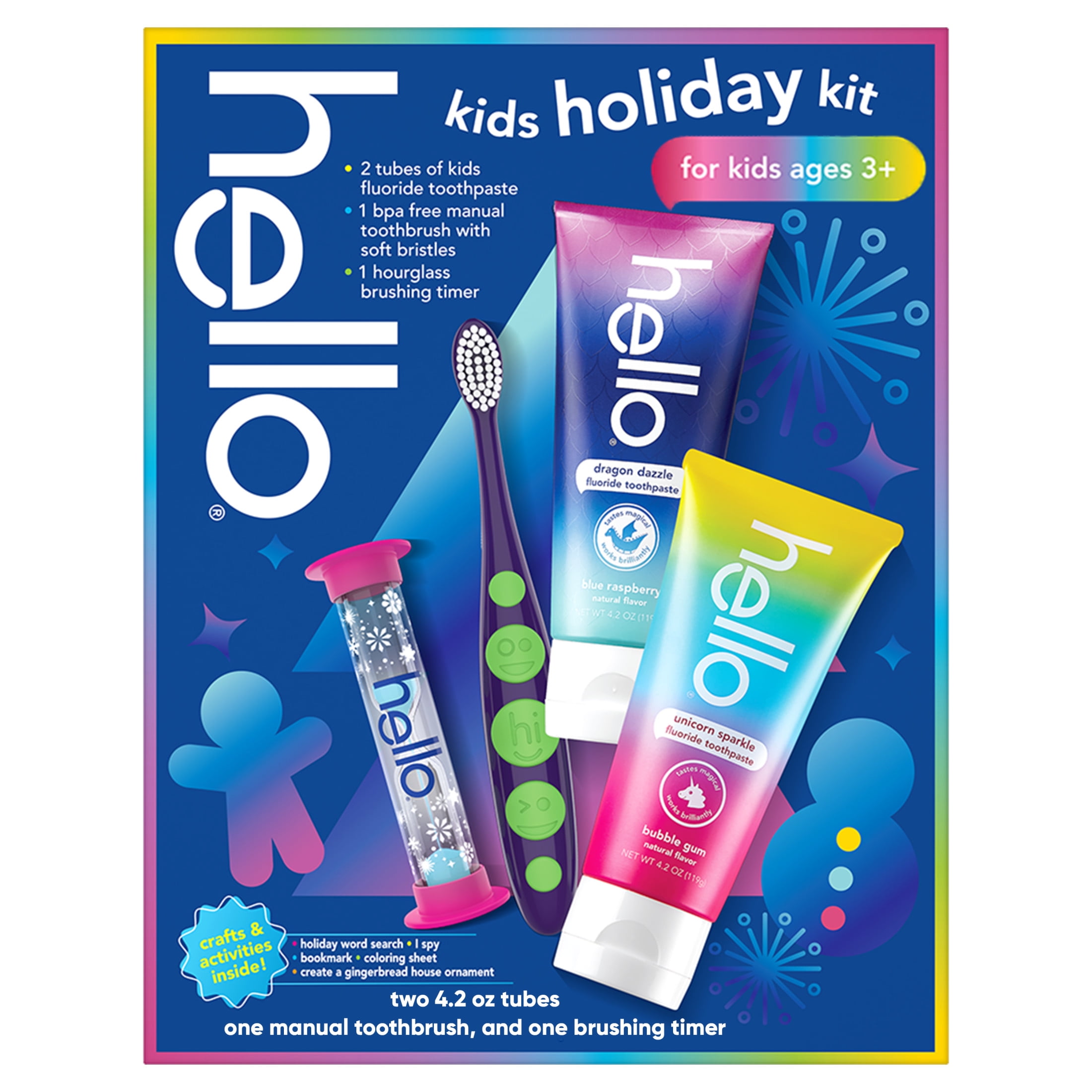 hello Kids Toothbrush and Kids Toothpaste Holiday Gift Set - Walmart.com