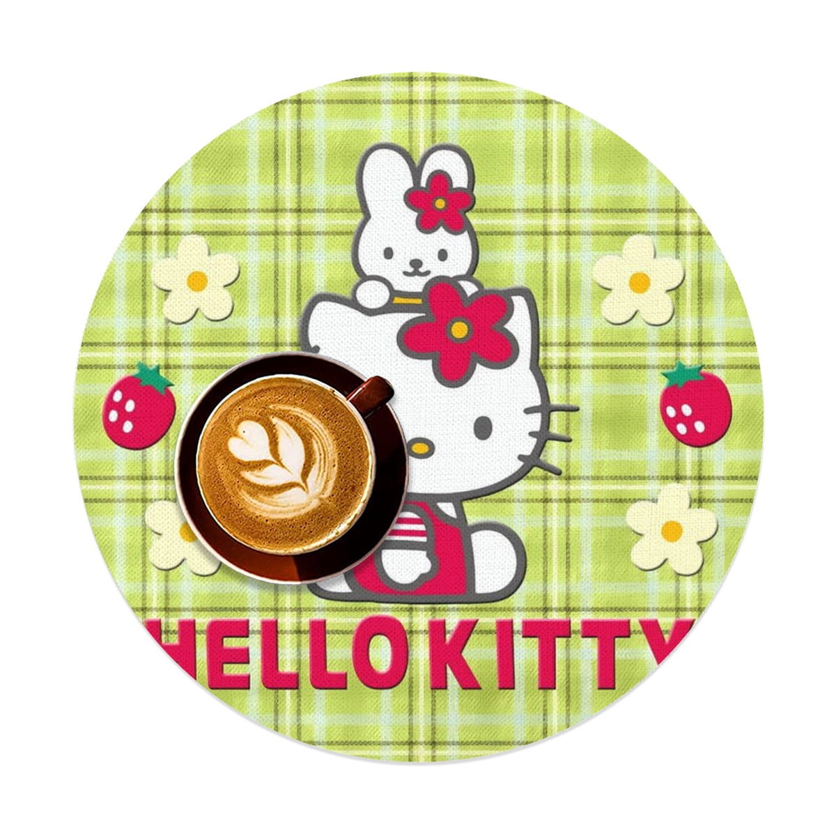 hello Kitty Cute Placemats Set of 4, 14 Inch Summer Round Table Mats ...