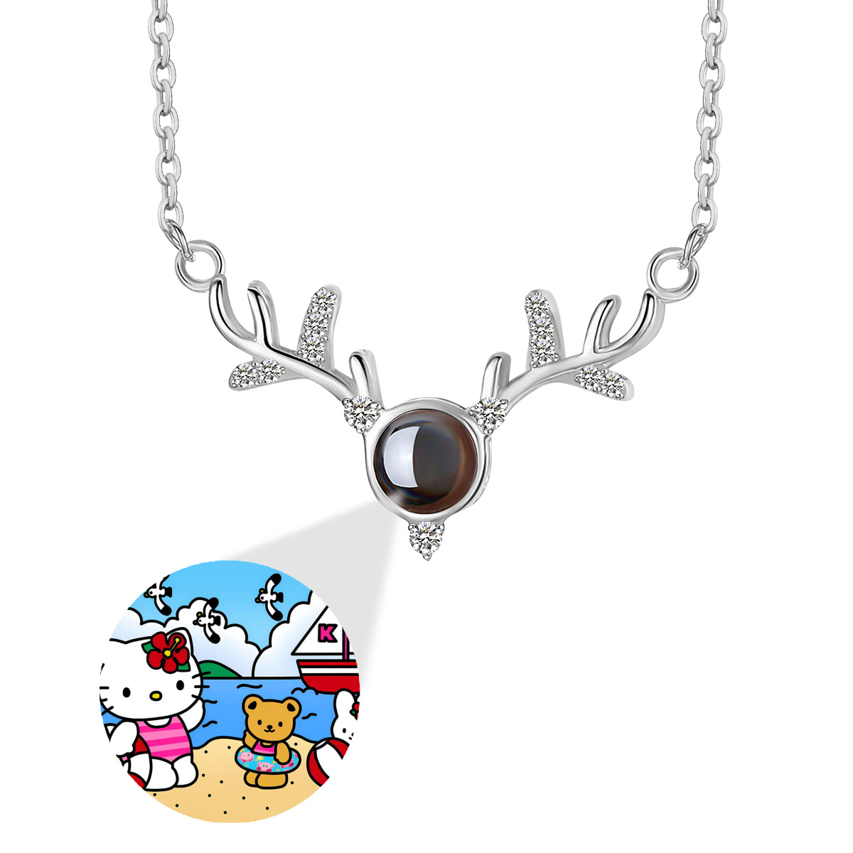 hello Kitty Deer antler necklace, projection necklace, suitable for ...