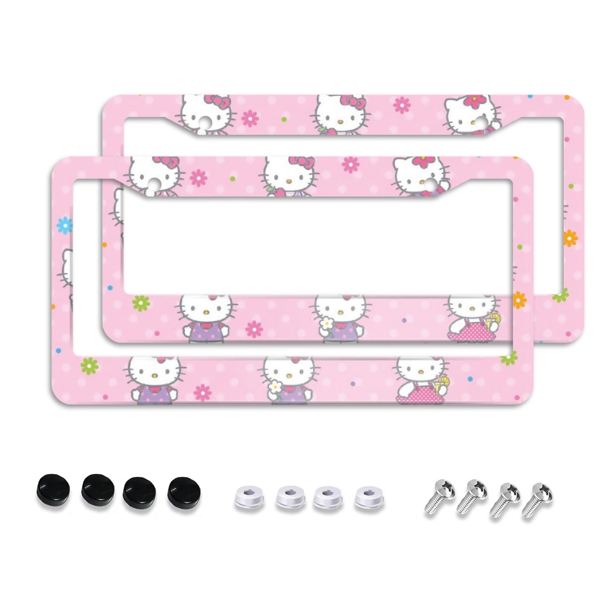hello Kitty License Plate Frame Round Hole License Plate Frame Coated ...