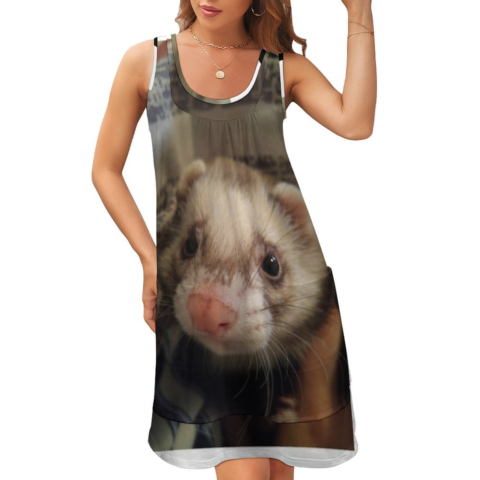 hello ferret Sleeveless U-Neck Fake Two Piece Dress dresses korean ...