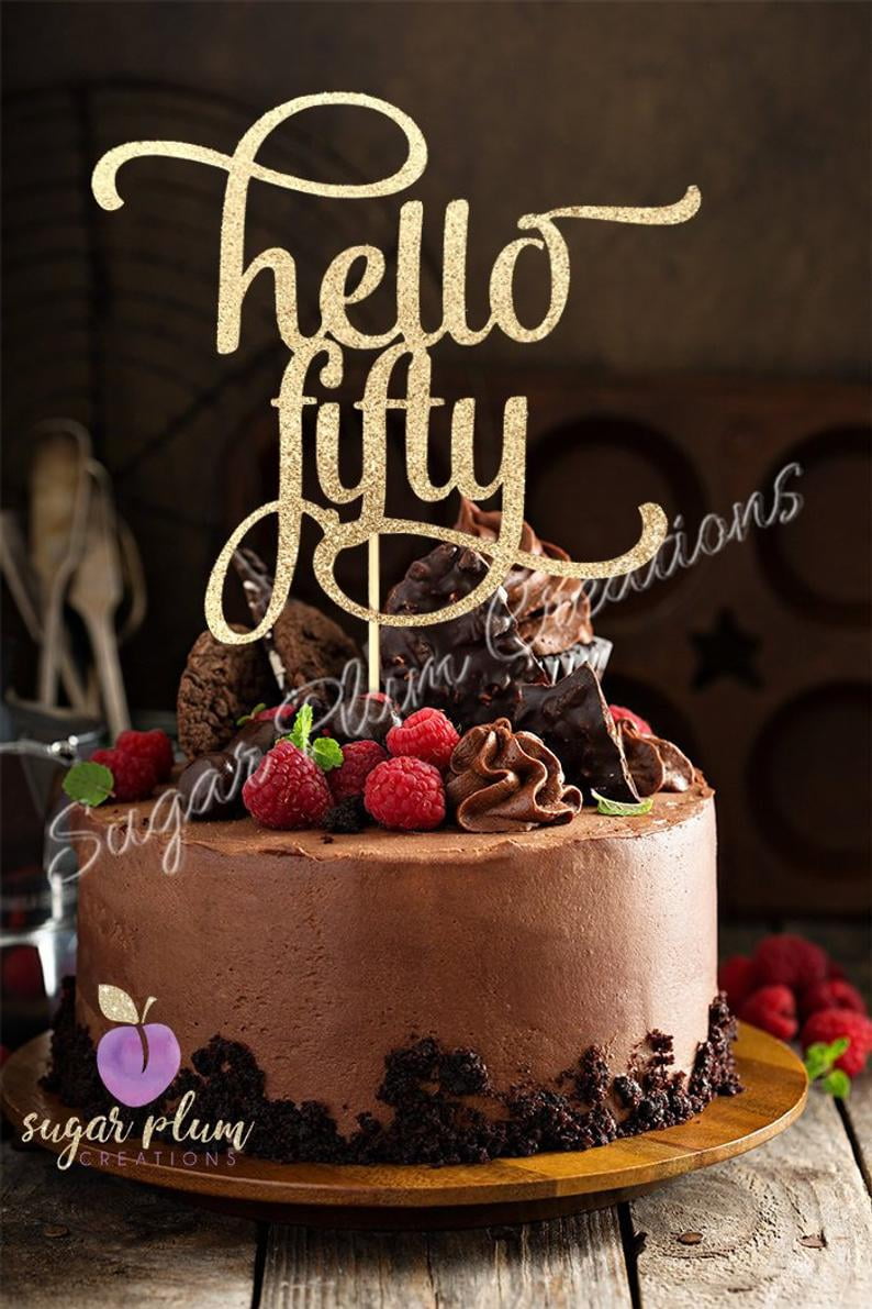 hello fifty cake topper - Walmart.com