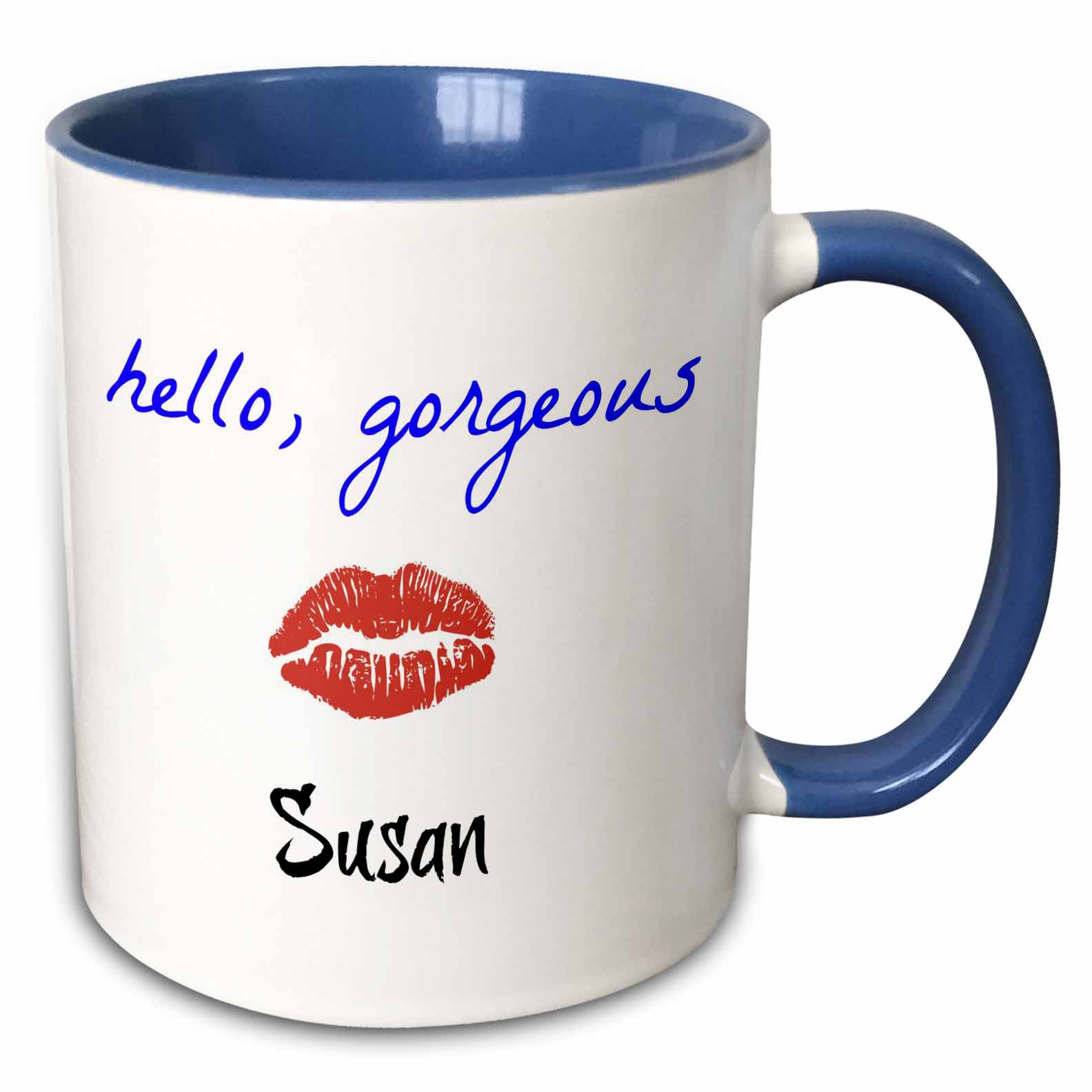 hello gorgeous Susan picture of lips 15oz Two-Tone Blue Mug mug-200613 ...
