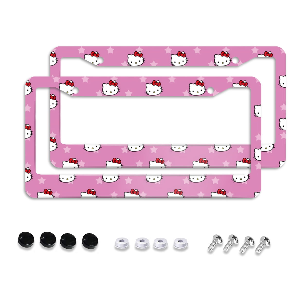 hello kitty License Plate Frame (2 Pieces) Cute Cartoon Metal Label ...