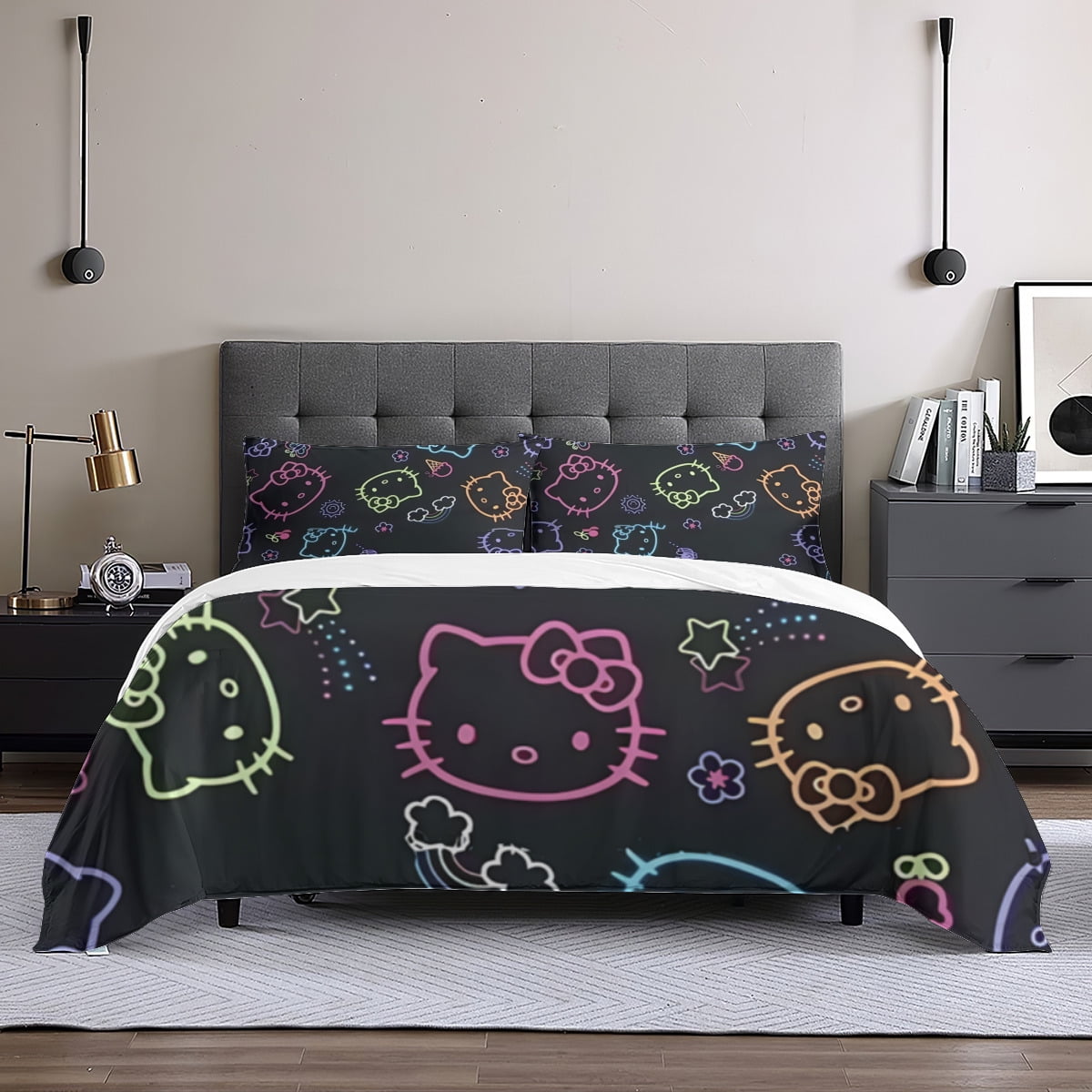 hello kitty Queen Comforter Set, 3pcs Bedding Sets Queen, All Season ...