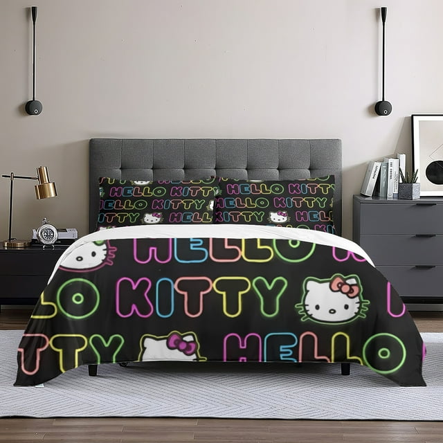 hello kitty Queen Comforter Set, 3pcs Bedding Sets Queen, All Season ...