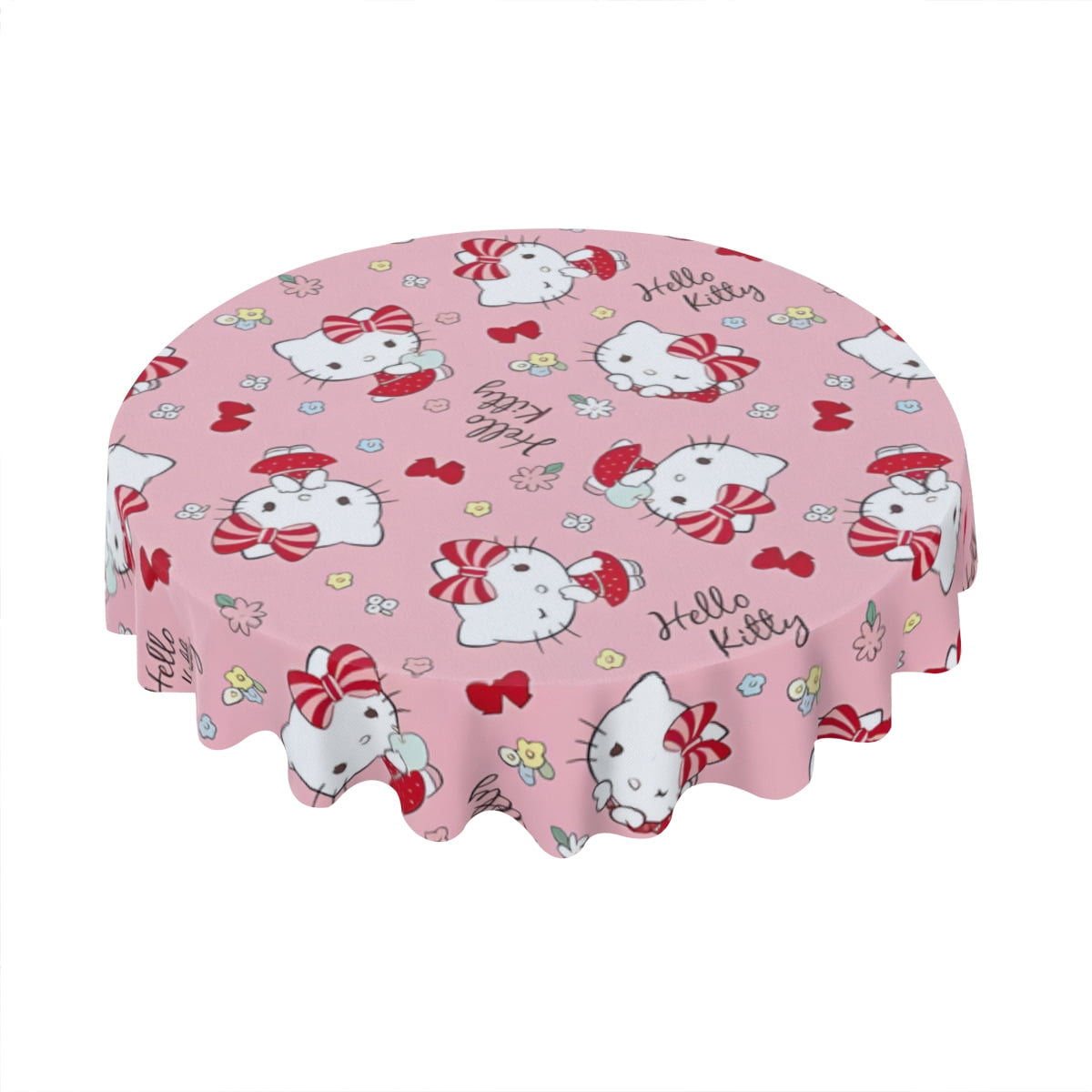 hello kitty Round Tablecloth 60 Inch Cute Round Dots Skin Fun Cartoon ...