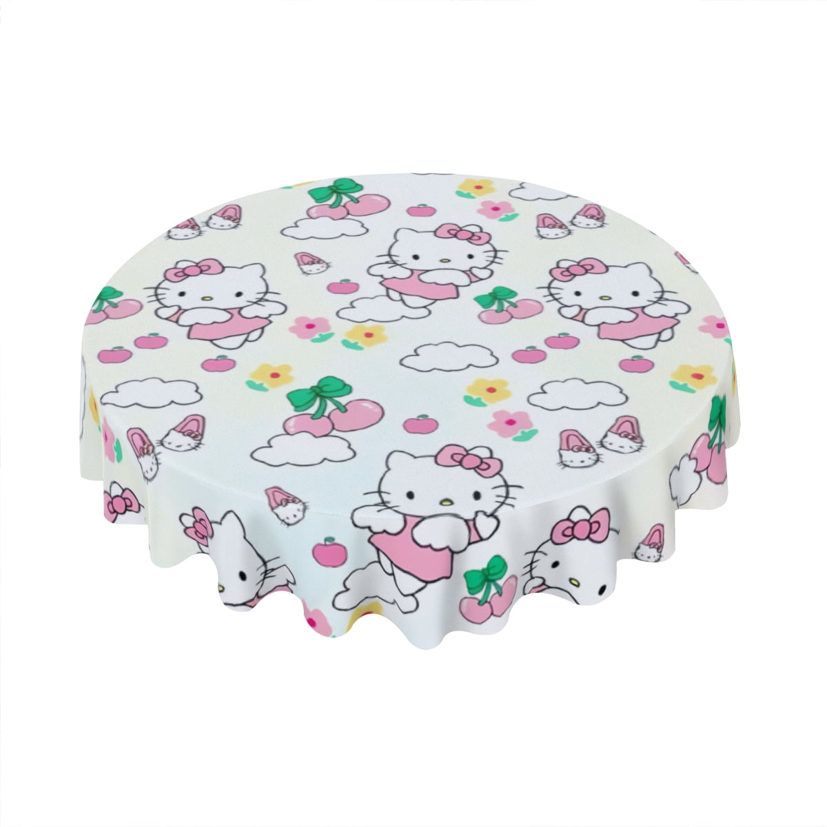 hello kitty Round Tablecloth 60 Inch Cute Round Dots Skin Fun Cartoon ...