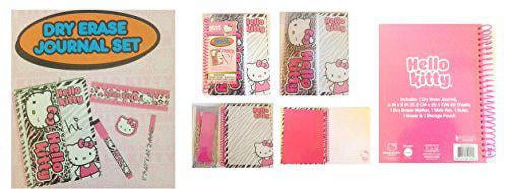 hello kitty zebra dry erase journal set 6 pcs (journal, marker, pen ...