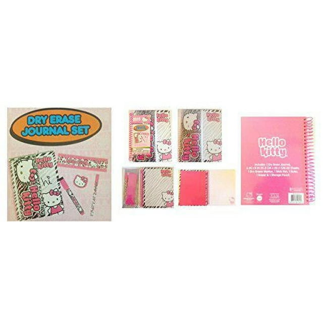 hello kitty zebra dry erase journal set 6 pcs (journal, marker, pen ...