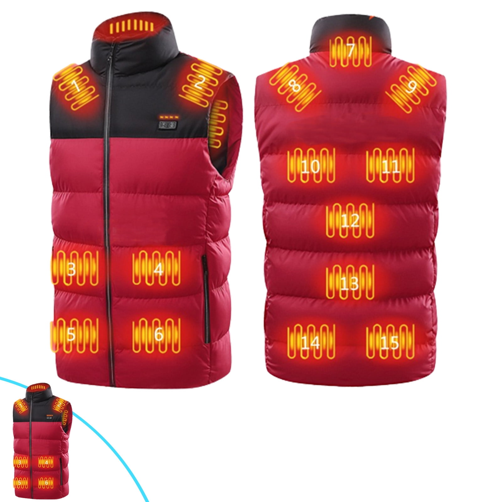 hengsof 15 Heat Zones Heated Vest for Men Women with Battery Pack ...