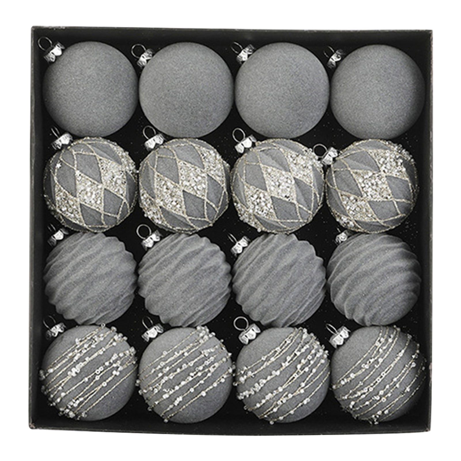 hengsof 16Pcs/2.4Inch Christmas Tree Hanging Ball Decoration Velvet ...