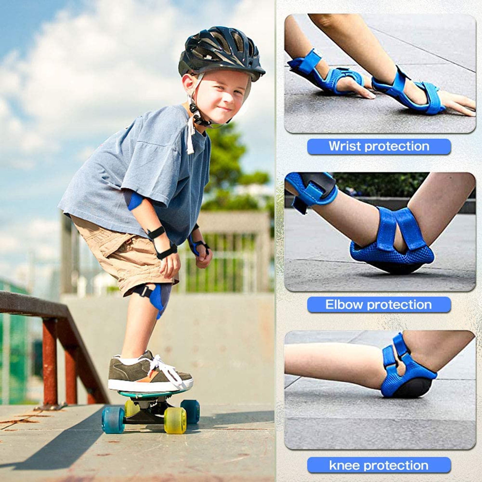 hengsof 6PCS Kids Protective Gear Set, Knee Pads for Kids 3-10 Years ...
