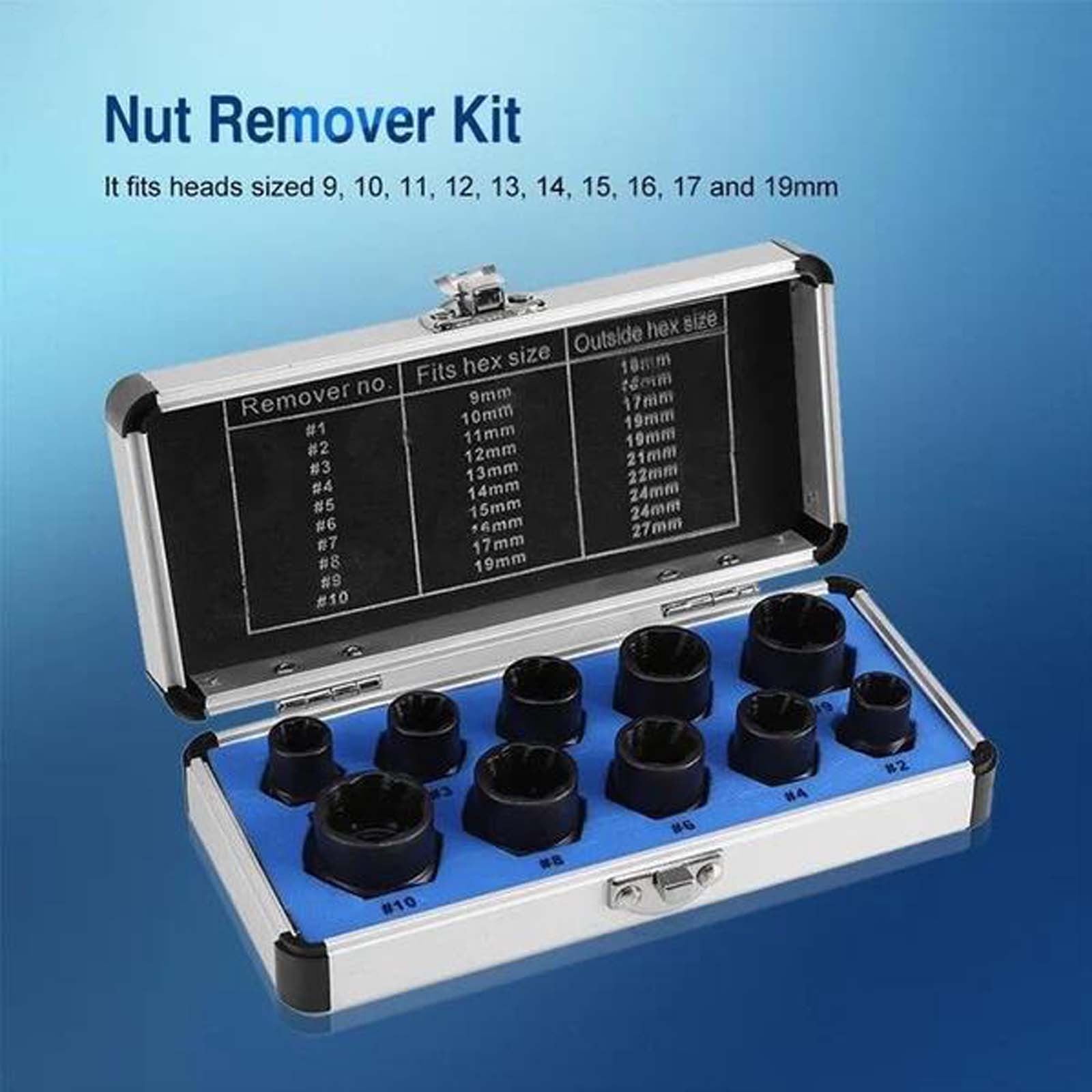 hengsof Bolt Extractor Tool Set, 10 Pieces Impact Bolt & Nut Remover ...