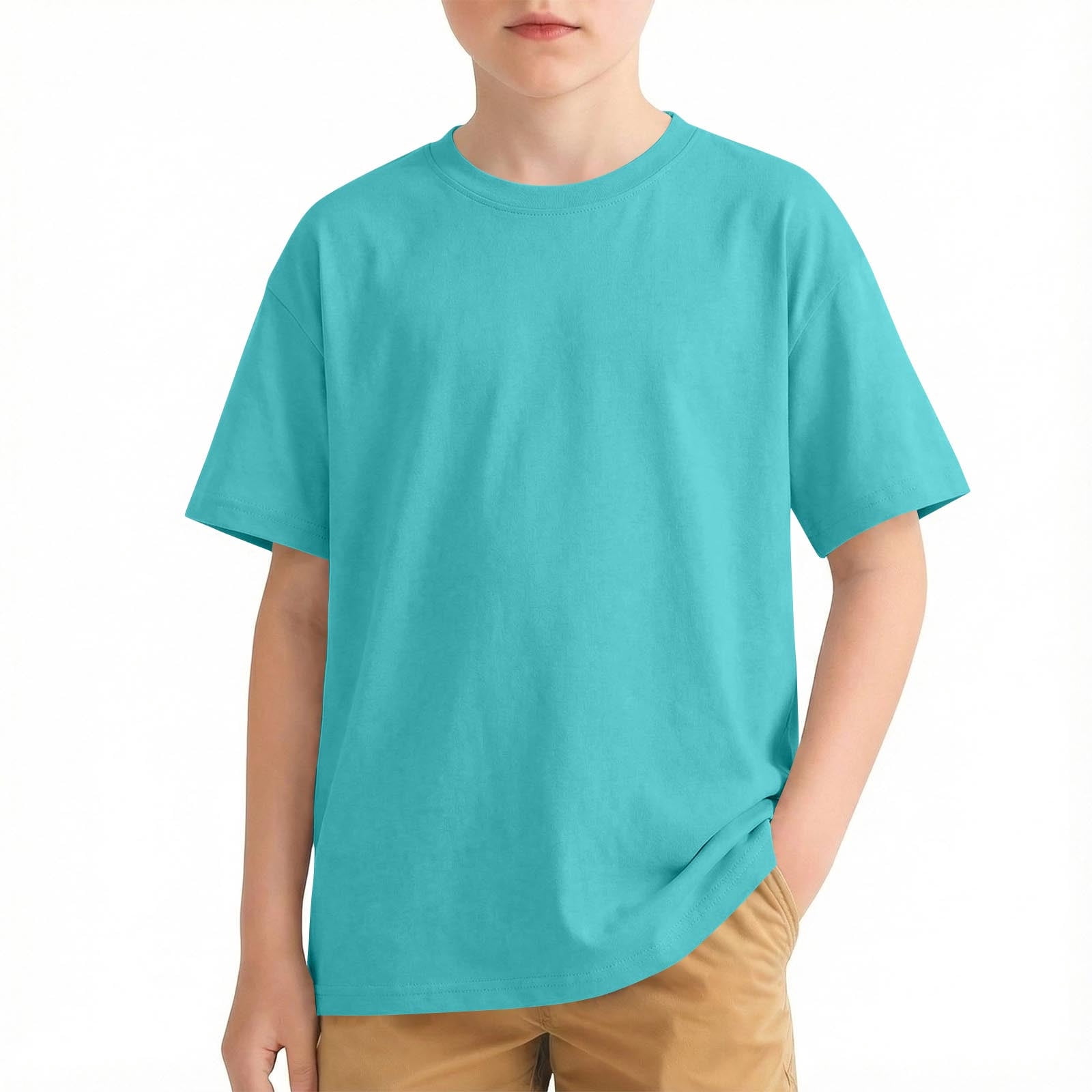 hengsof Boys Girls Oversized Short Sleeve Tee for 3-13 Years Solid ...