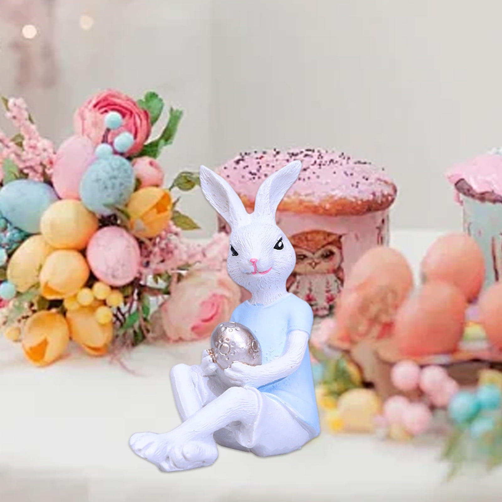 hengsof Bunny Figurines Cute Resin Rabbit Decor for Micro Gardens ...