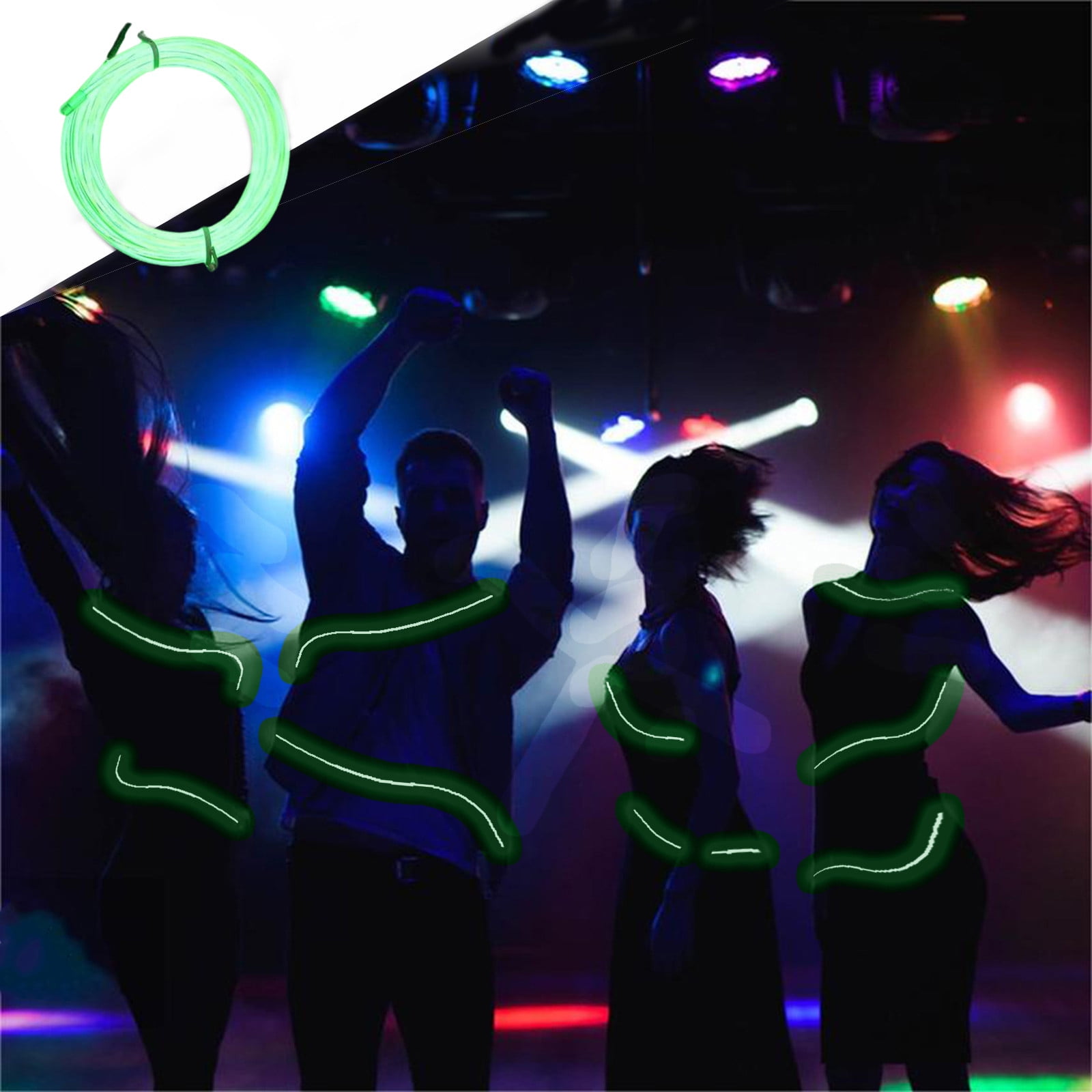 hengsof Burning Man EL Wire 3.93x3.93x3.14in Neon Wire Light Set, LED ...