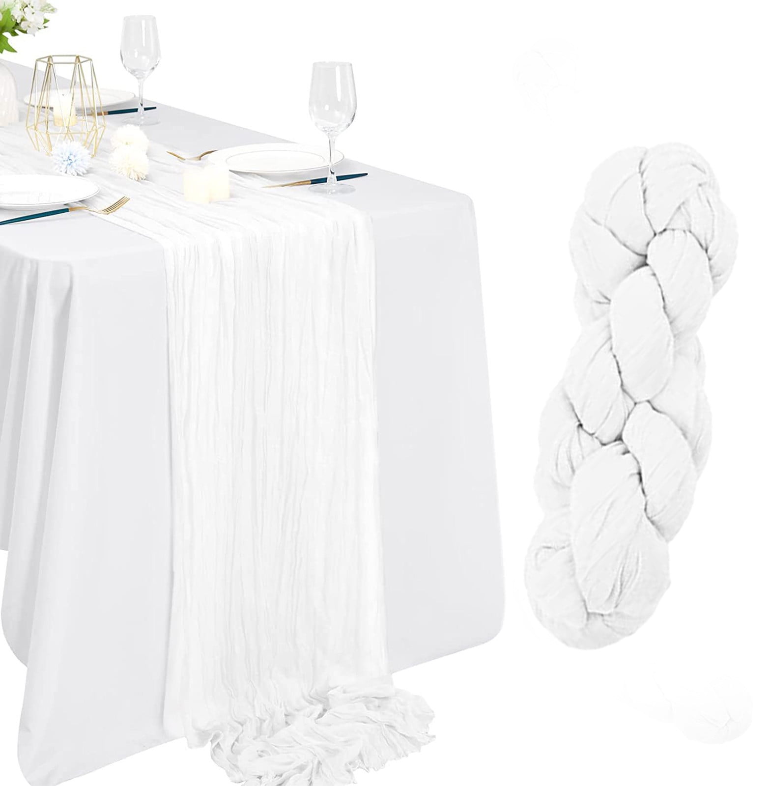 hengsof Cheesecloth Table Runner for Party Green Gauze Table Runner ...