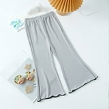 hengsof Children Girls Bell Bottoms High Waisted Solid Color Wide Leg ...