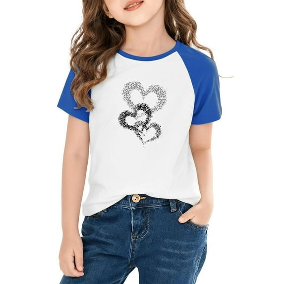 hengsof Children and Girls Clothing Love Printed Short Sleeve Round ...