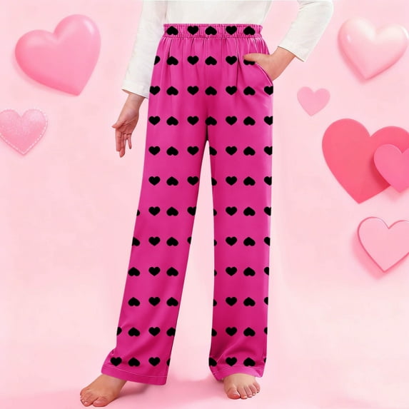 hengsof Children's Casual Loungewear with Heart Print Long Johns ...