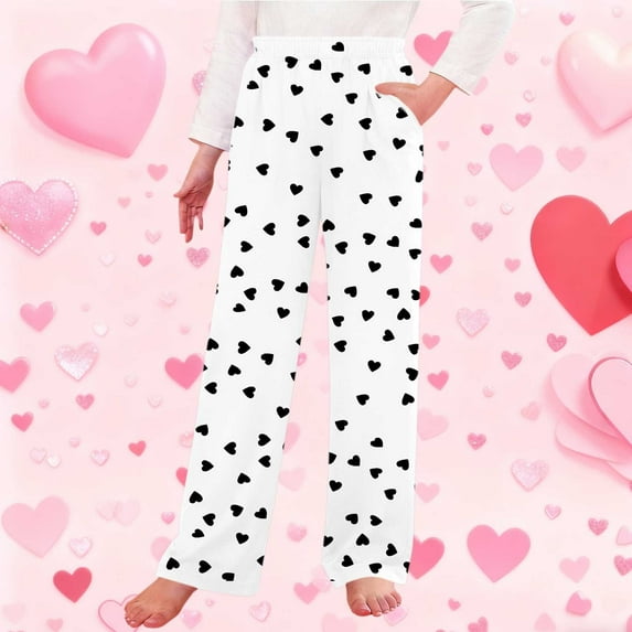 hengsof Children's Casual Loungewear with Heart Print Long Johns ...
